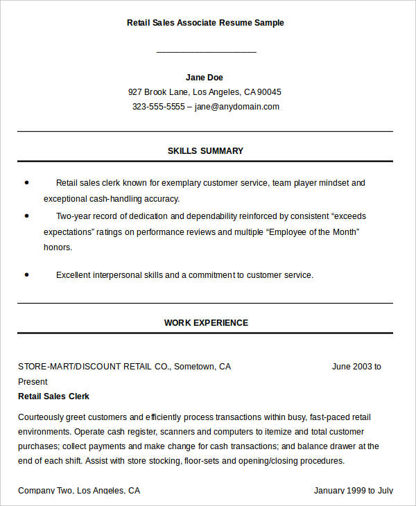 Sales Resume Template - 24+ Free Word, PDF Documents Download