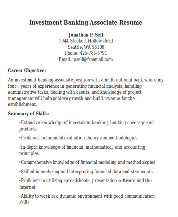 21+ Banking Resume Templates - PDF, DOC