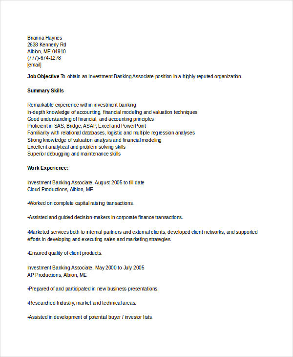 Banking Resume Samples - 51+ Free Word, PDF Documents Download
