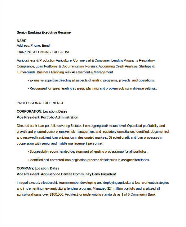 14+ Banking Resume Templates in Word