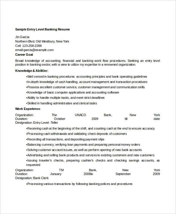 14+ Banking Resume Templates in Word
