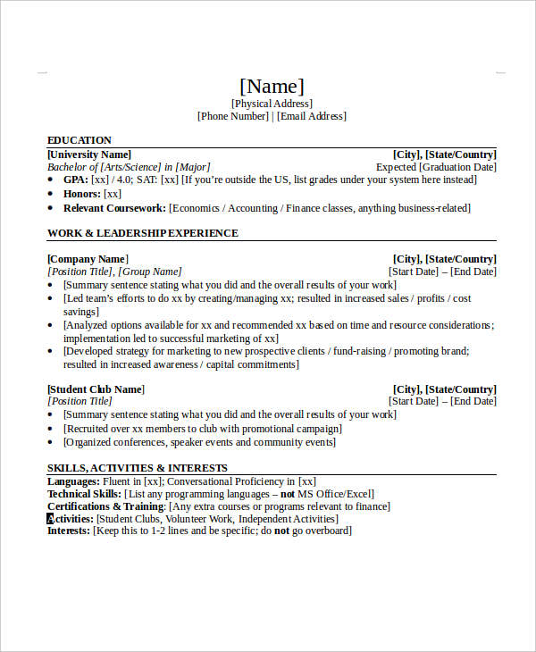 18 Best Banking Resume Templates PDF DOC