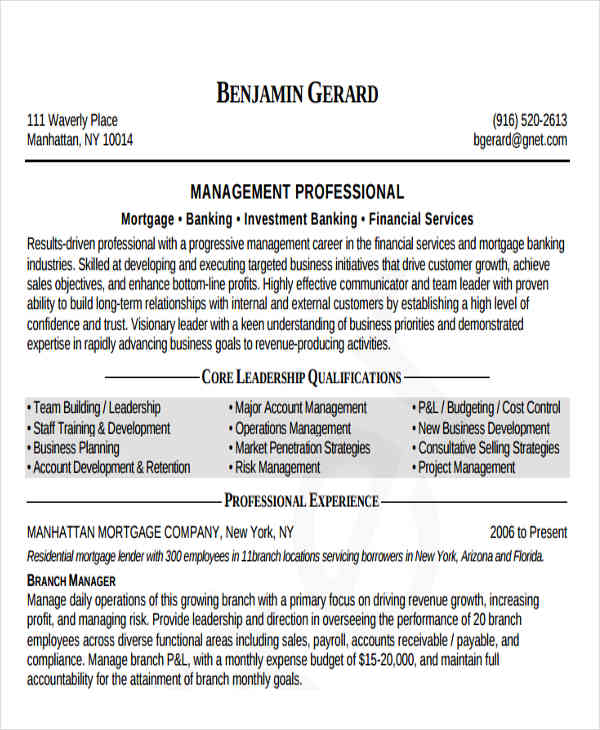 49+ Banking Resume Templates in Pdf