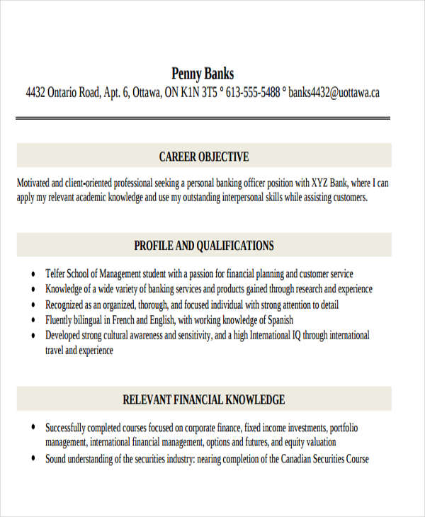 49+ Banking Resume Templates in Pdf