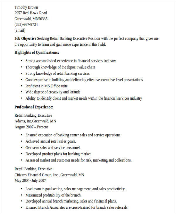 25+ Banking Resume Examples | Free & Premium Templates