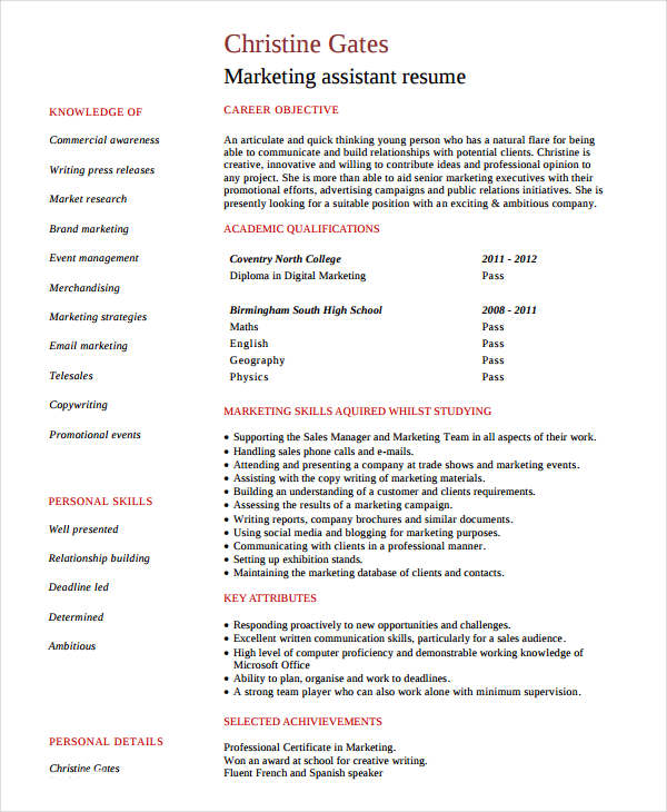 Marketing Resume Examples 47 Free Word PDF Documents Download 
