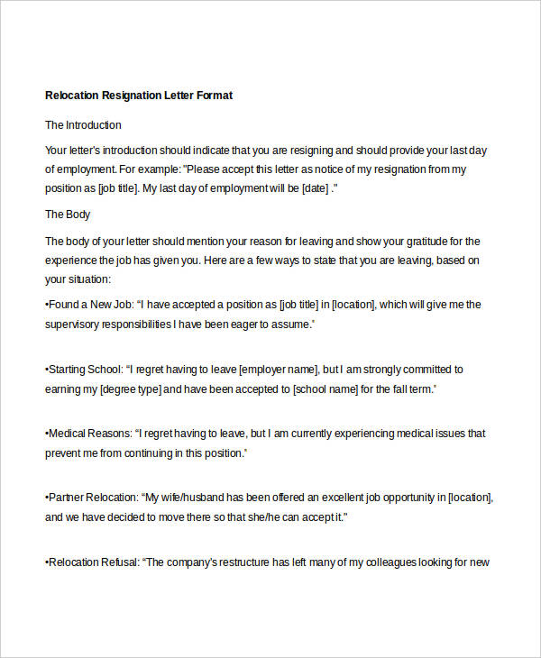 10+ Free Relocation Resignation Letters in PDF | Word | Apple Pages ...