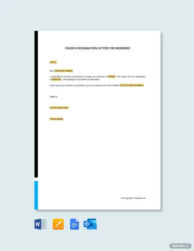 Church Resignation Letter Template - 13+ Word, PDF Document Download