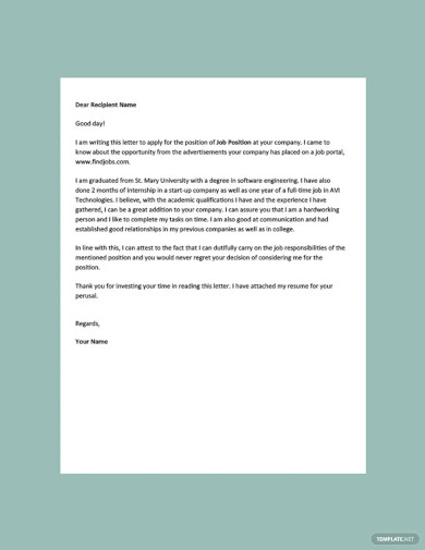 63+ Formal Application Letter Template