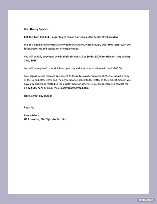 66+ Offer Letter Templates in PDF