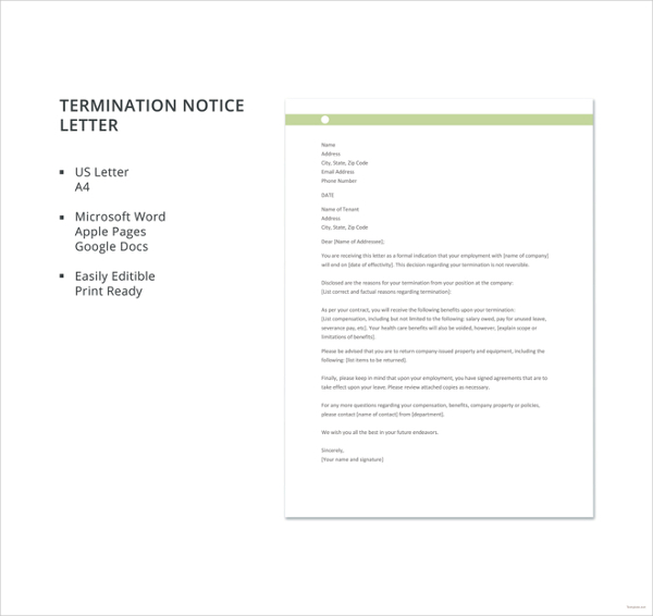 32+ Simple Termination Letter Templates - DOC, PDF, AI