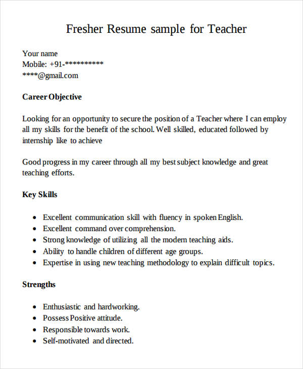 Good Resume Format For Freshers 8 Freshers Resume Samples Examples 