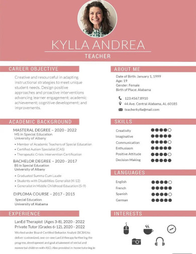 34+ Basic Teacher Resume Templates in PSD | Illustrator | InDesign ...