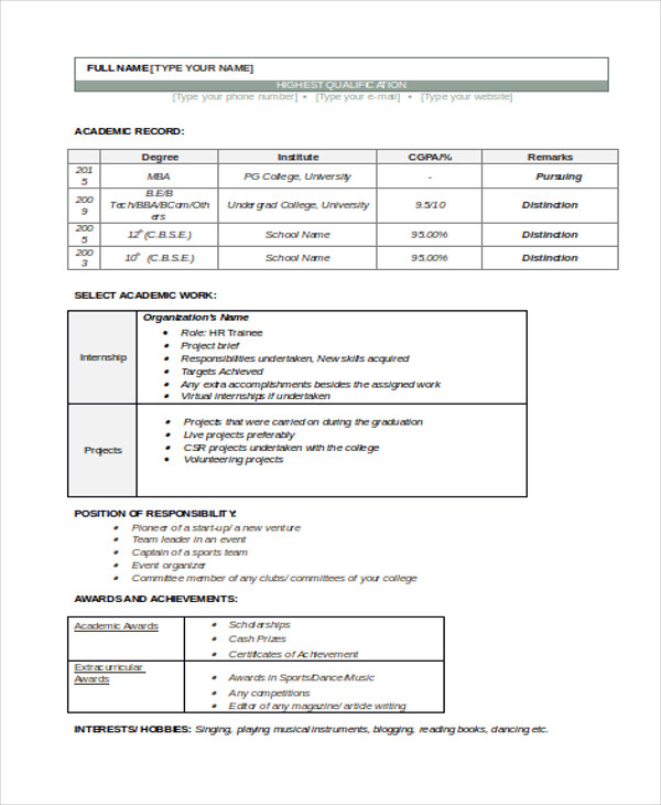 21+ Simple Fresher Resume Templates - PDF, DOC