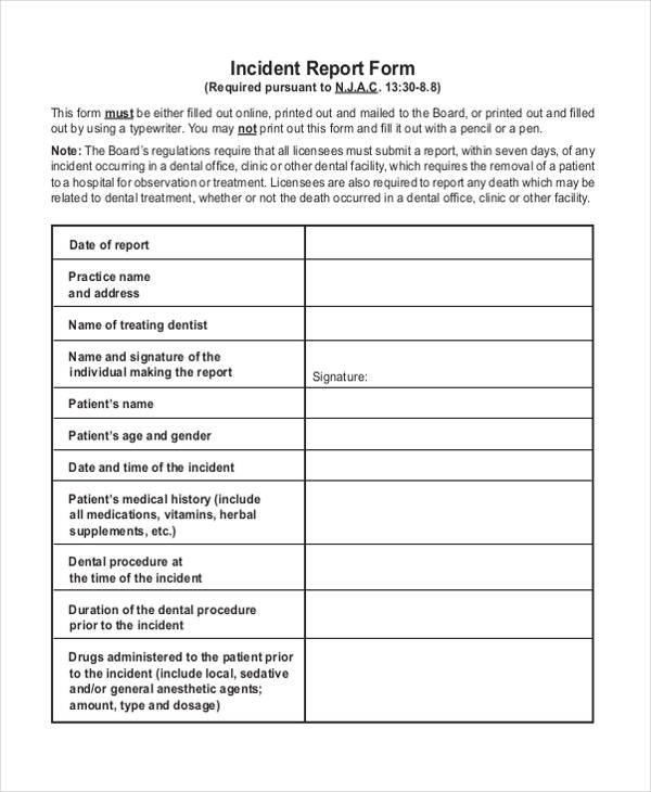 General Incident Report Template Master Template