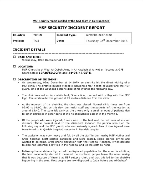 40 Incident Report Samples In Google Docs MS Word PDF Pages