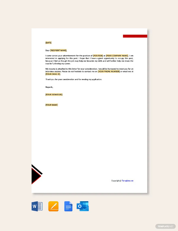 Student Job Application Letters - 10+ Free Word, PDF Format Download