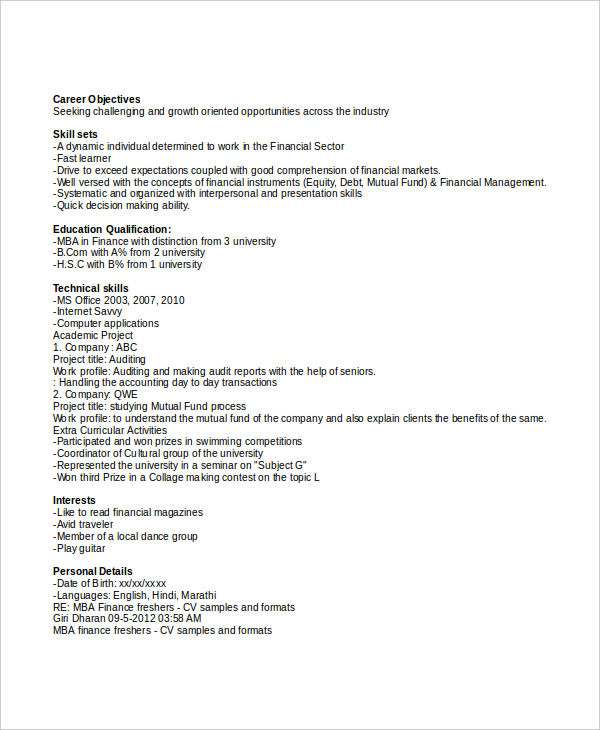 22 Best Finance Resume Templates PDF DOC