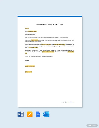 63+ Formal Application Letter Template
