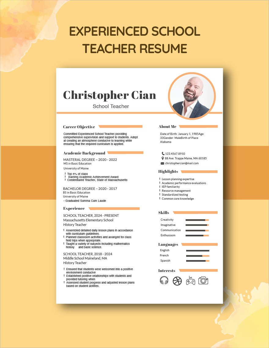 23+ Professional Teacher Resume Templates - PDF, DOC