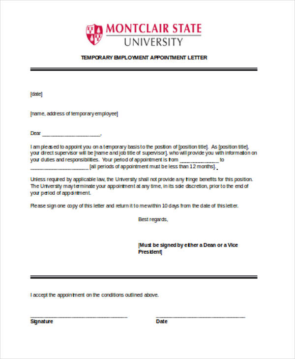 Employee Appointment Letter Templates - 12+ Word, PDF Format Download