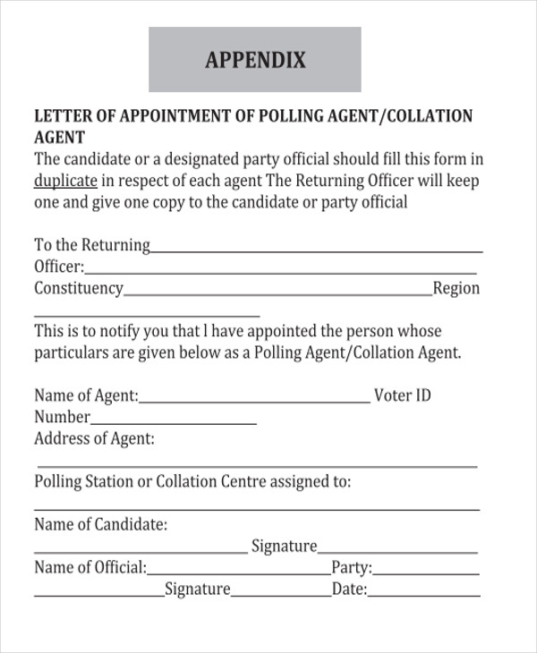 9+ Agent Appointment Letter Templates - Free Samples, Examples Format ...