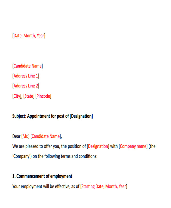 9+ Agent Appointment Letter Templates - Free Samples, Examples Format ...