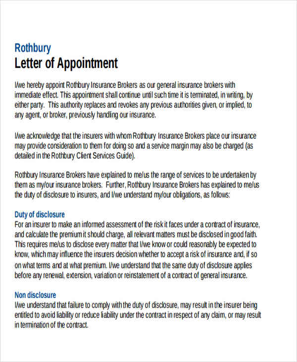 9+ Agent Appointment Letter Templates - Free Samples, Examples Format ...