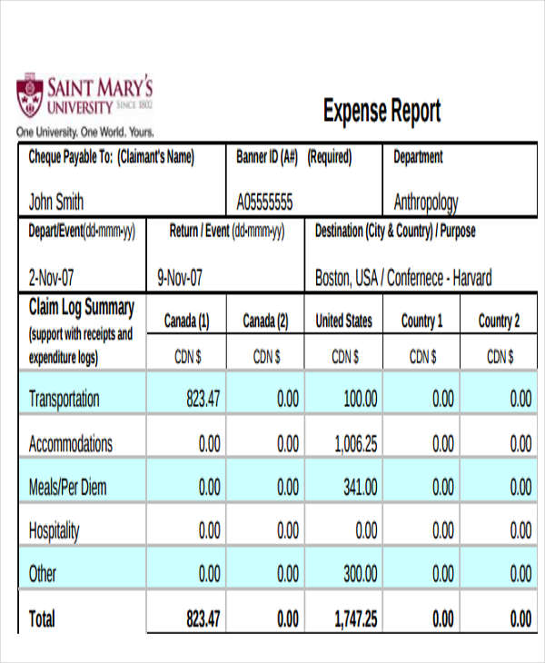26 Expense Report Format Templates Word PDF Excel