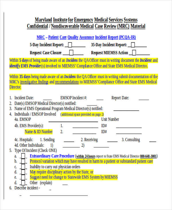 39 Incident Report Templates In Word