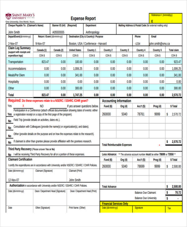 Excel Expense Report Template Collection