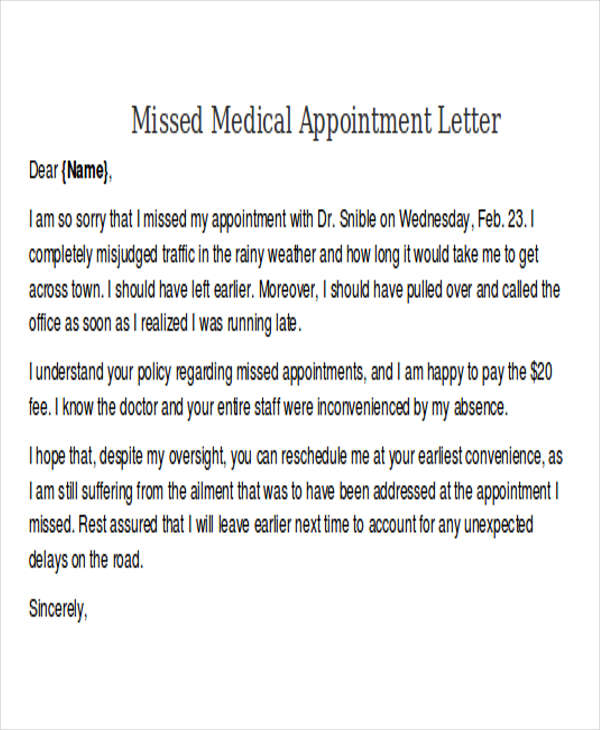 Patient Missed Appointment Letter Template Examples Letter Template Patient Missed Appointment Letter Template Examples Letter Template