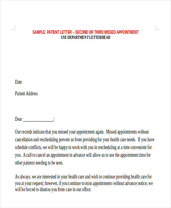 6+ Missed Appointment Letter Templates - Free Samples, Examples Format ...