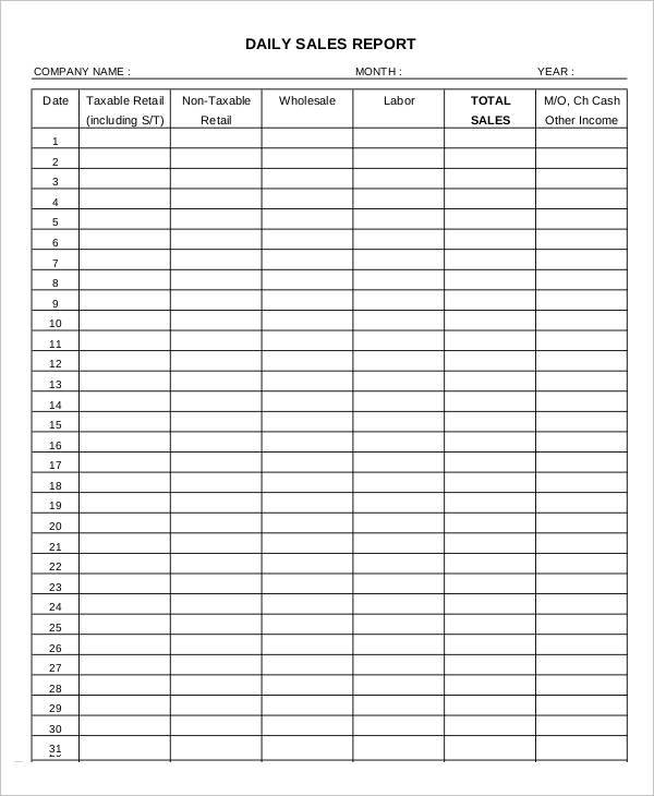 Daily Sales Report Excel Download Excel Templates