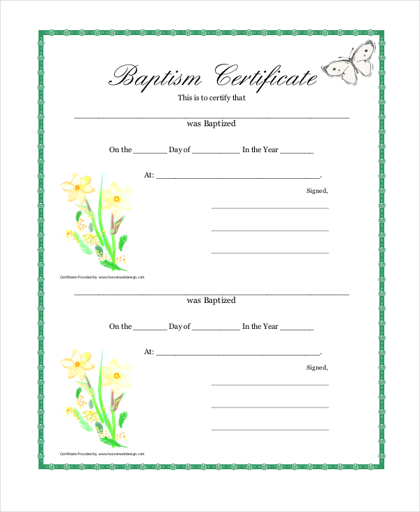 18+ Sample Baptism Certificate Templates - Free Sample, Example, Format ...