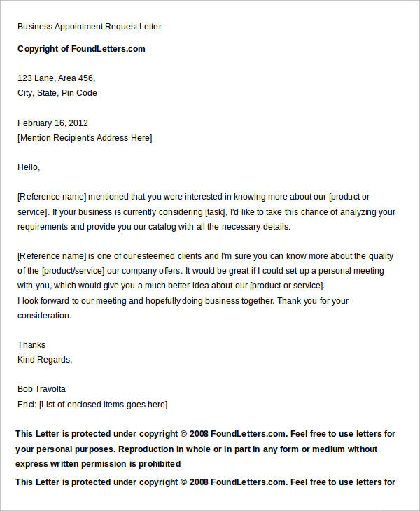 19+ Sample Appointment Request Letters - PDF, DOC