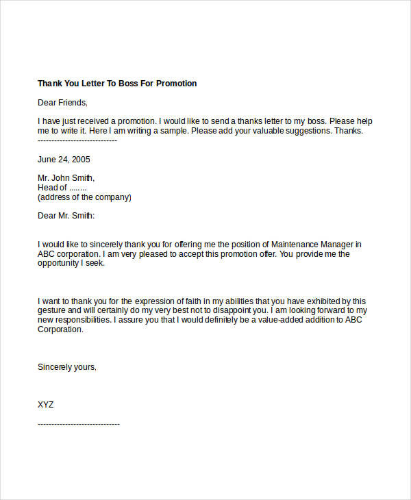 7+ Thank-You Letter Templates to Boss - Free Sample, Example Format ...