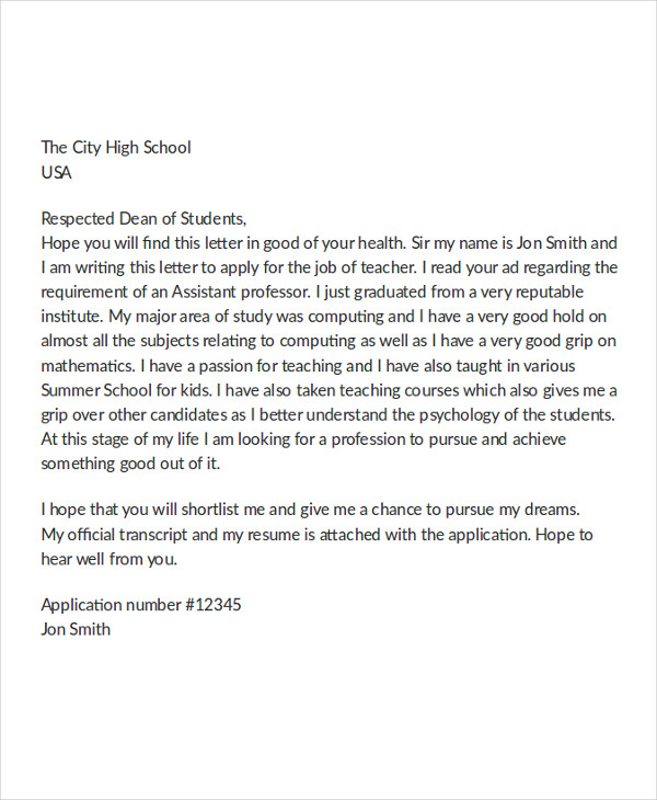 20 Job Application Letter For Teacher Templates PDF DOC 20 Job Application Letter For Teacher Templates PDF DOC