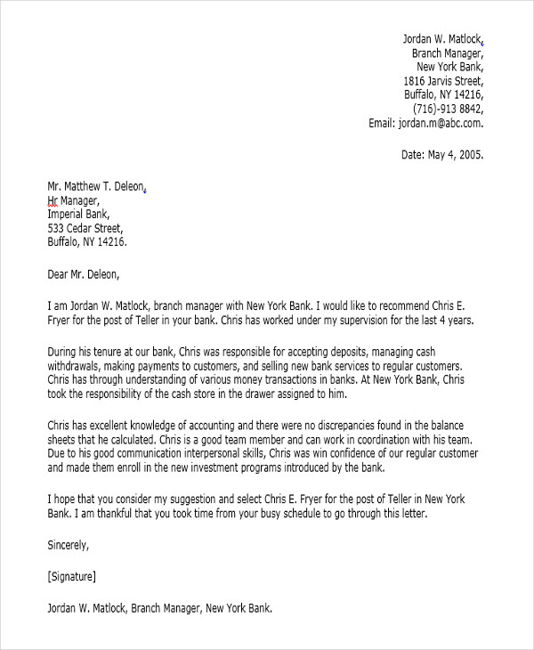 14 BANK JOB LETTER TEMPLATE Bank