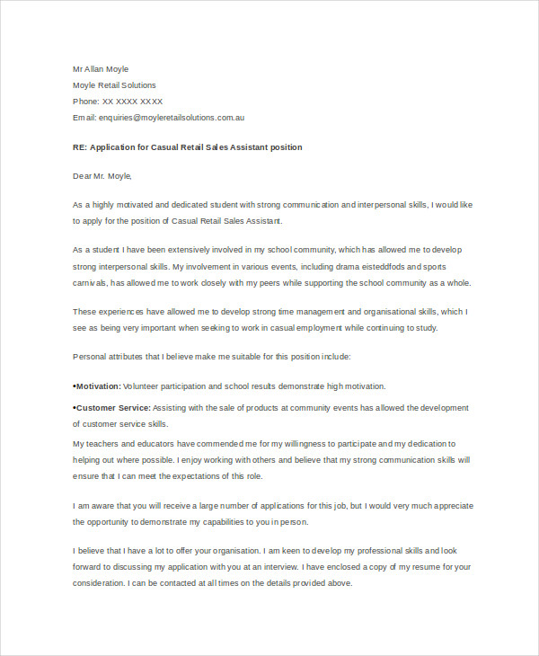 Student Job Application Letters - 10+ Free Word, PDF Format Download