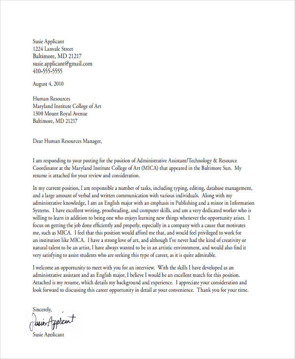 14+ Job Application Letters for Administrative Assistant - DOC, PDF