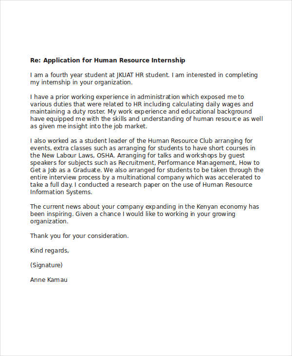 Mechanical Engineering Internship Application Letter Sample Pdf 