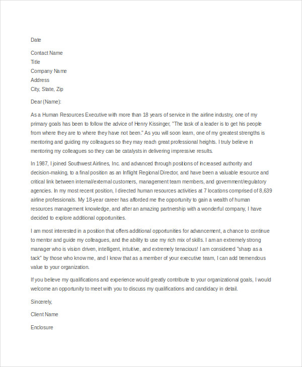 Executive Cover Letters Sample Executive Cover Letter