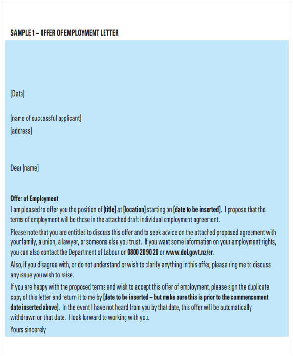 42+ Sample Offer Letter Templates