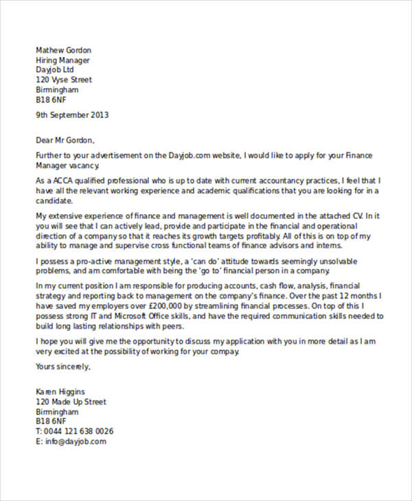 15 Job Application Letters For Manager Free Word PDF Format Download