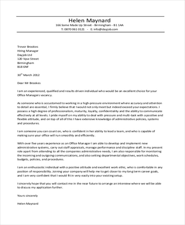 15 Job Application Letters For Manager Free Word PDF Format Download