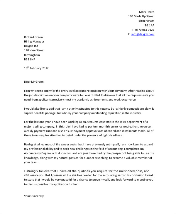 21+ Job Application Letter Templates For Accountant - Word, PDF