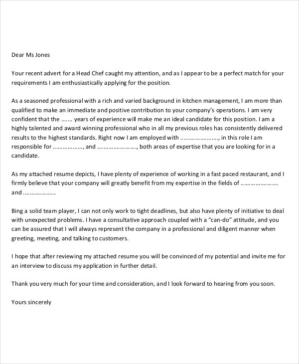 Resignation Letter Template Chef