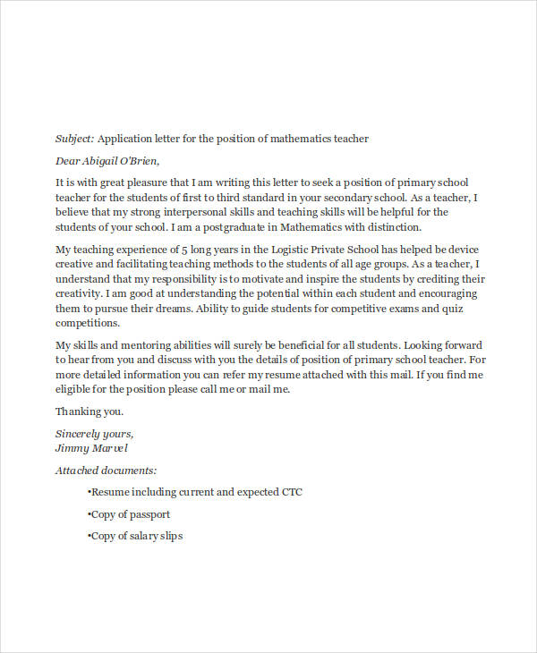 41 Job Application Letter Examples PDF DOC
