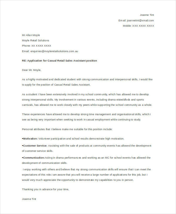 10+ Job Application Letter for Students - PDF, DOC